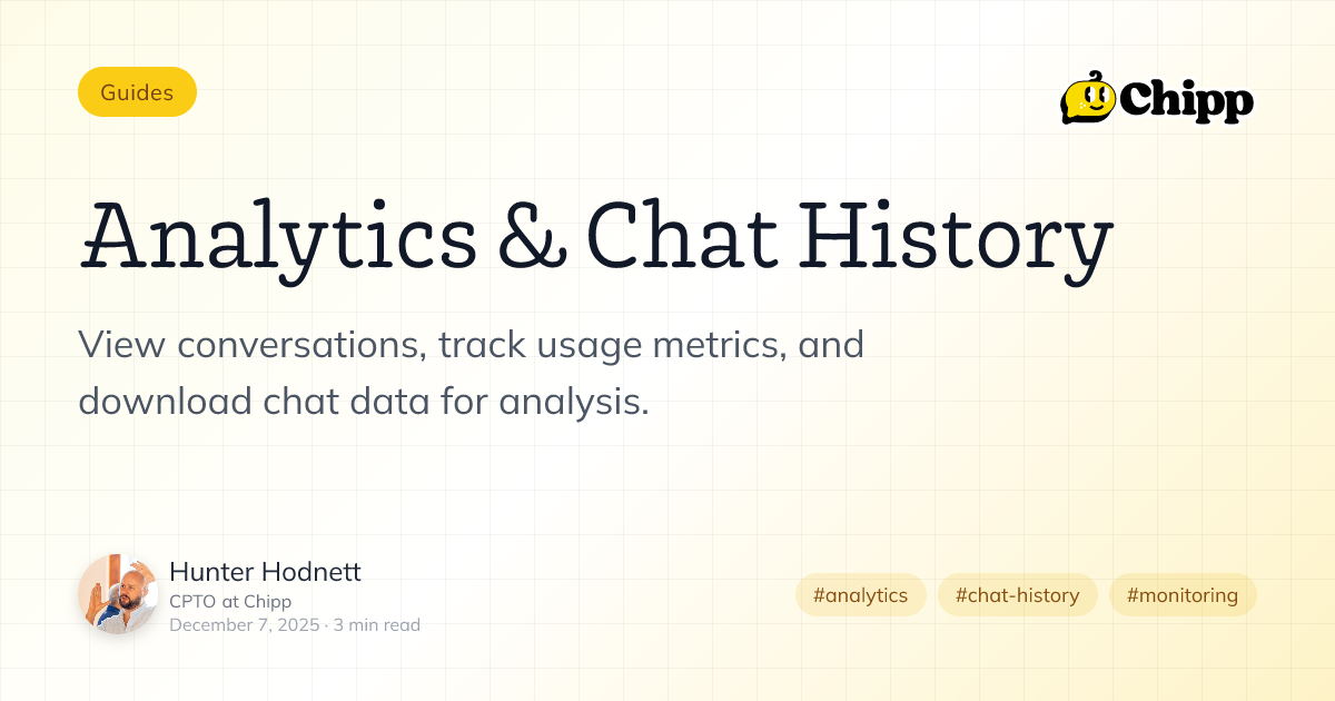 Analytics & Chat History - Chipp Docs